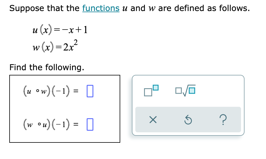 Solved Suppose that the functions u and w are defined as | Chegg.com