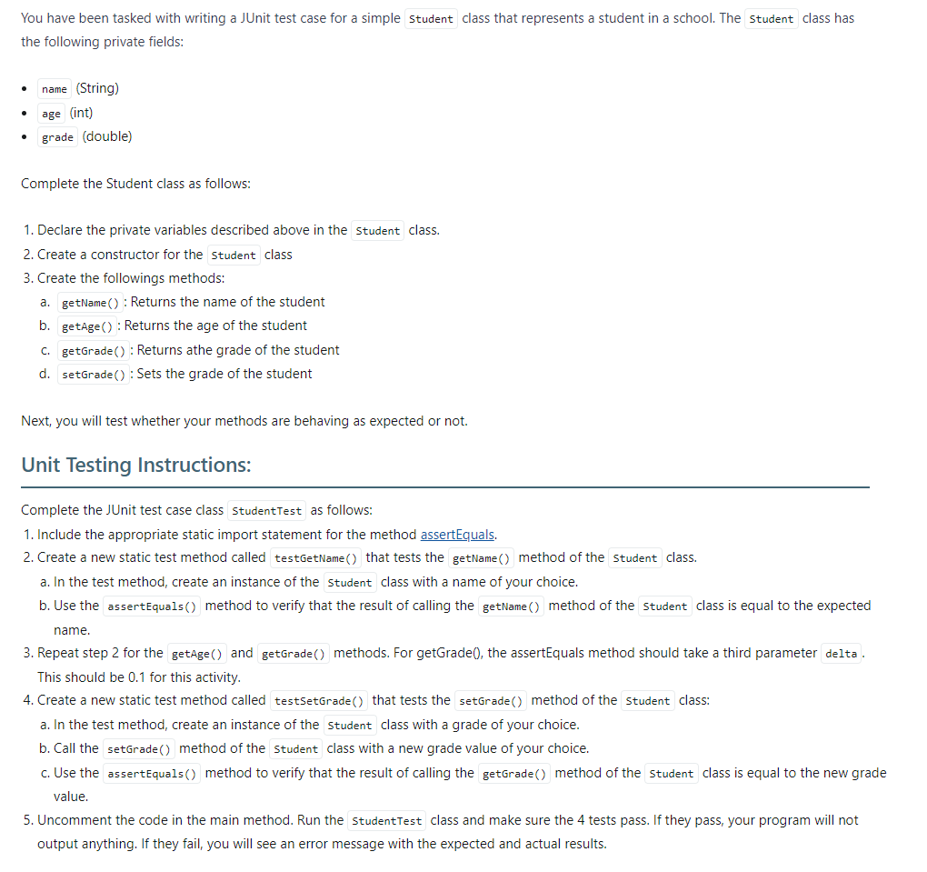 Solved Student.java public class Student { } | Chegg.com Solved Student.java public class Student { } | Chegg.com