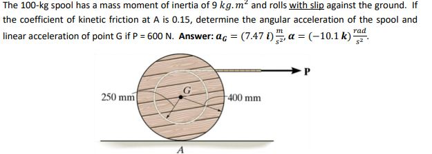 Solved The 100-kg spool has a mass moment of inertia of 9 | Chegg.com