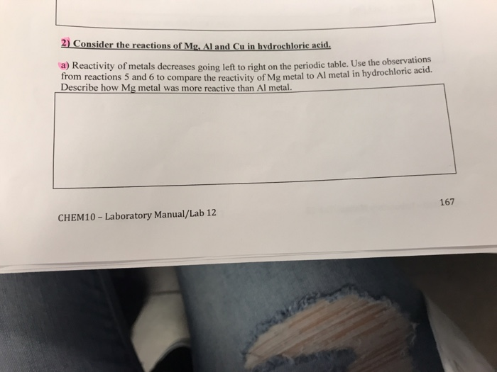 Solved Questions a) Reactivity of metals increases going | Chegg.com