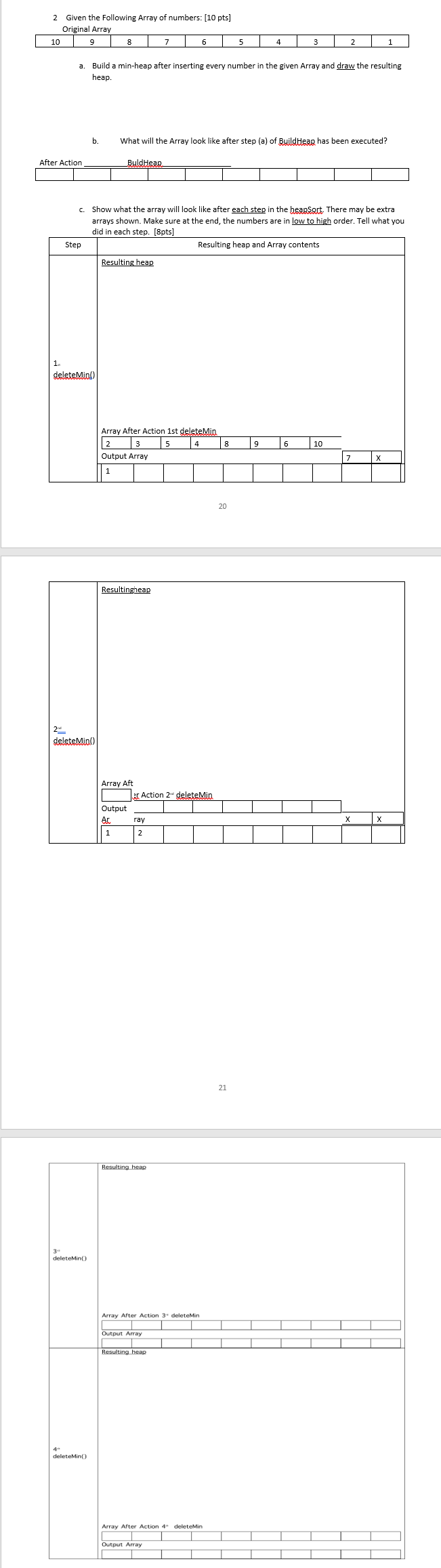 2 Given The Following Array Of Numbers 10 Pts 
