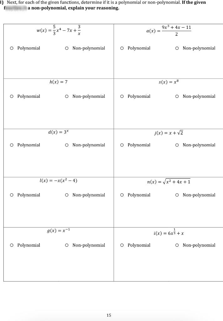 Solved 3) Next, for each of the given functions, determine | Chegg.com