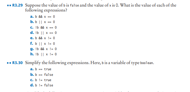 Solved "R3.29 Suppose the value of b is false and the value | Chegg.com