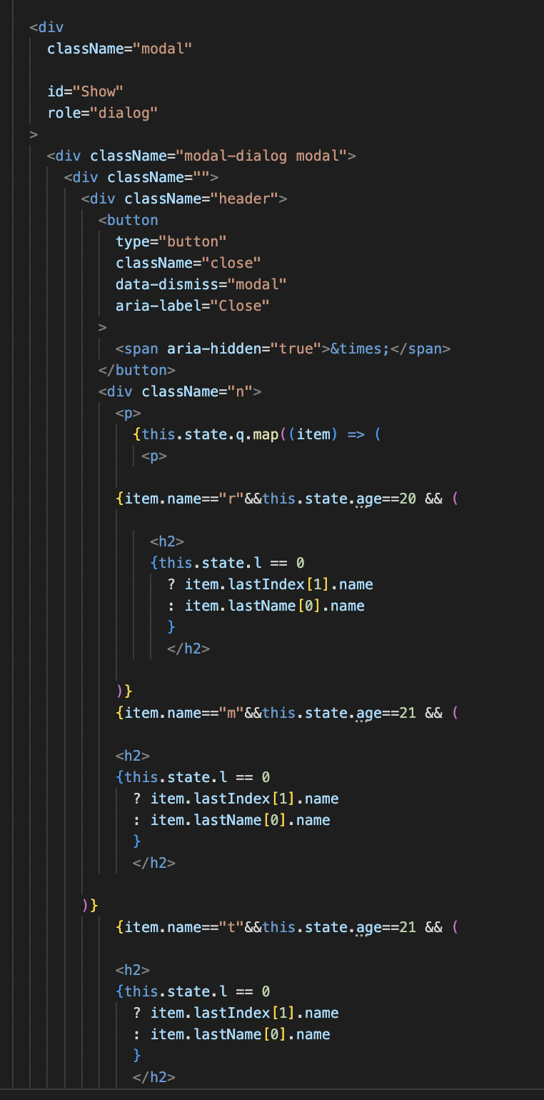 Solved ,my app using js and react,i need show name and age | Chegg.com