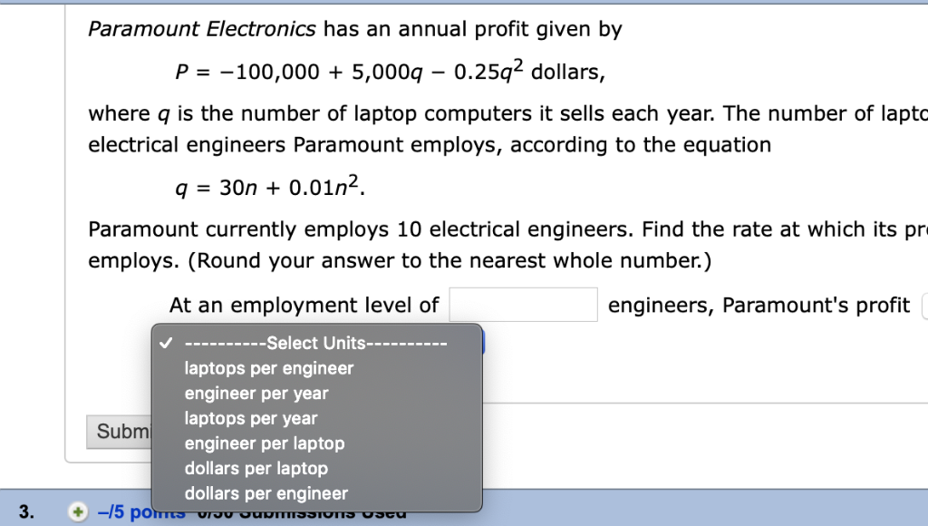 Solved Paramount Electronics has an annual profit given by | Chegg.com