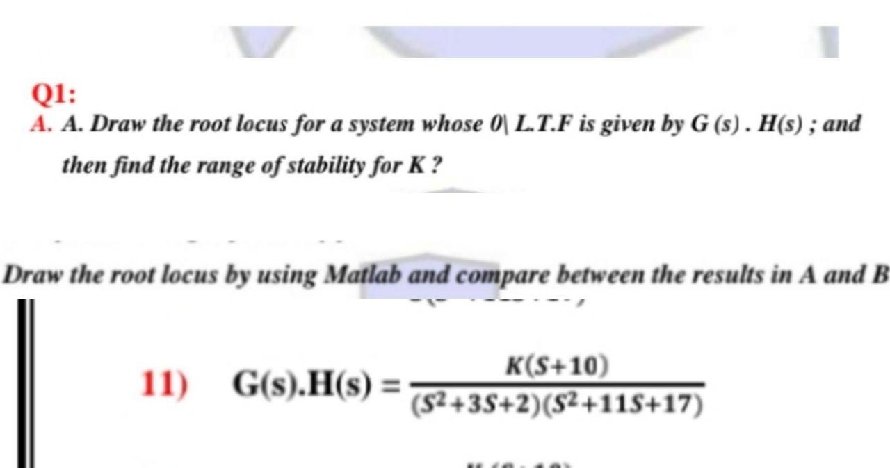 Solved Q1: A. A. Draw the root locus for a system whose 0\ | Chegg.com