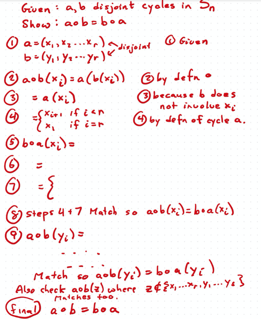 Solved Hwb Prove dis disjoint cycles commute (Xoxo -. | Chegg.com