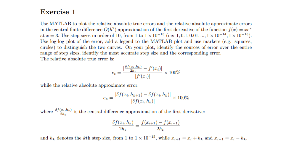 Use Matlab To Plot The Relative Absolute True Errors