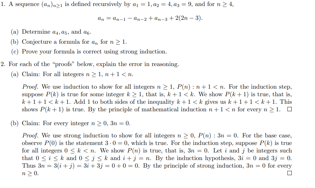 Solved 1. Prove every integer n≥1, 1+5+9+⋯+(4n−3)=n(2n−1). | Chegg.com Solved 1. Prove every integer n≥1, 1+5+9+⋯+(4n−3)=n(2n−1). | Chegg.com