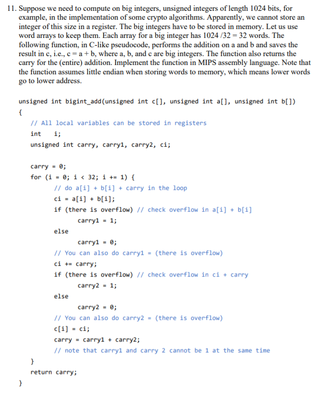 11. Suppose we need to compute on big integers, | Chegg.com
