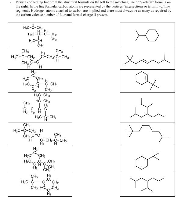 Solved 2. Draw a connecting line from the structural formula | Chegg.com