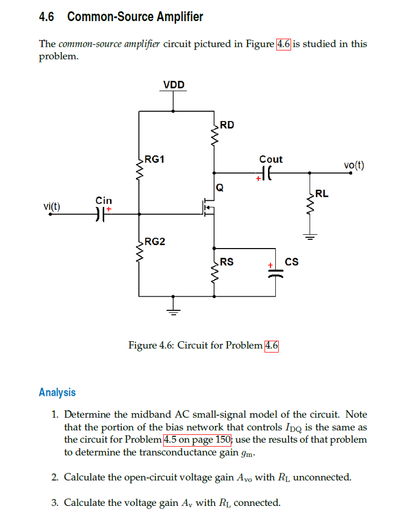 Solved 4 6 Common Source Amplifier The Common Source