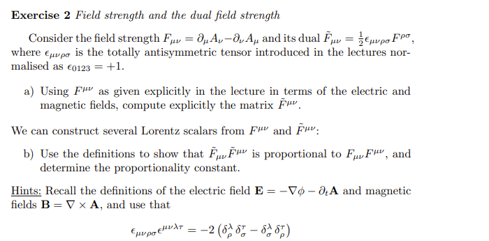 Solved Exercise 2 Field strength and the dual field strength | Chegg.com