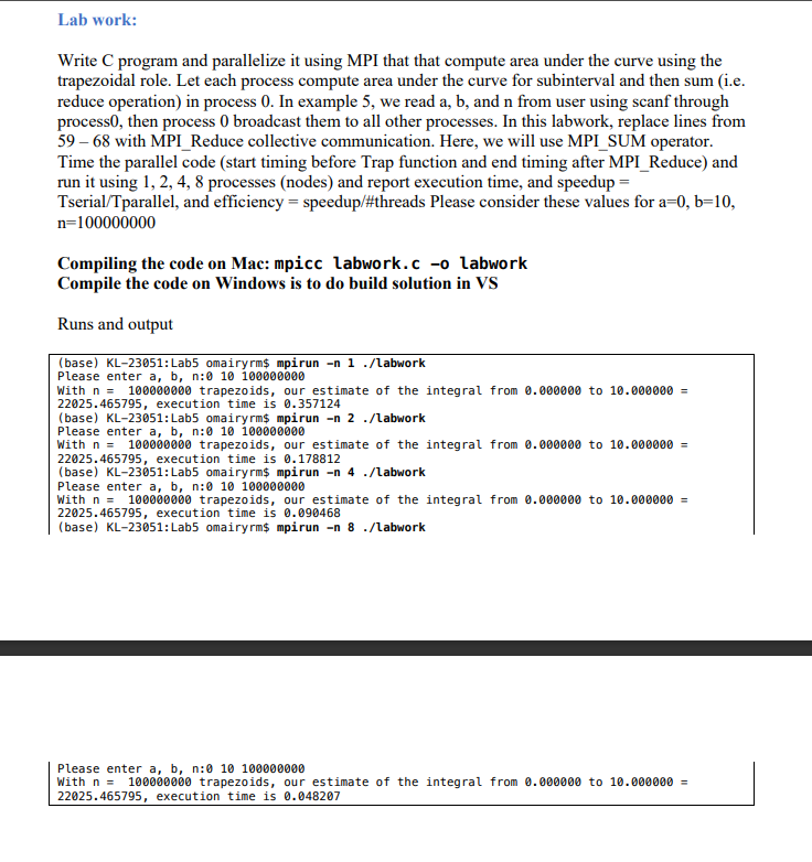 Solved Write C Program And Parallelize It Using Mpi That