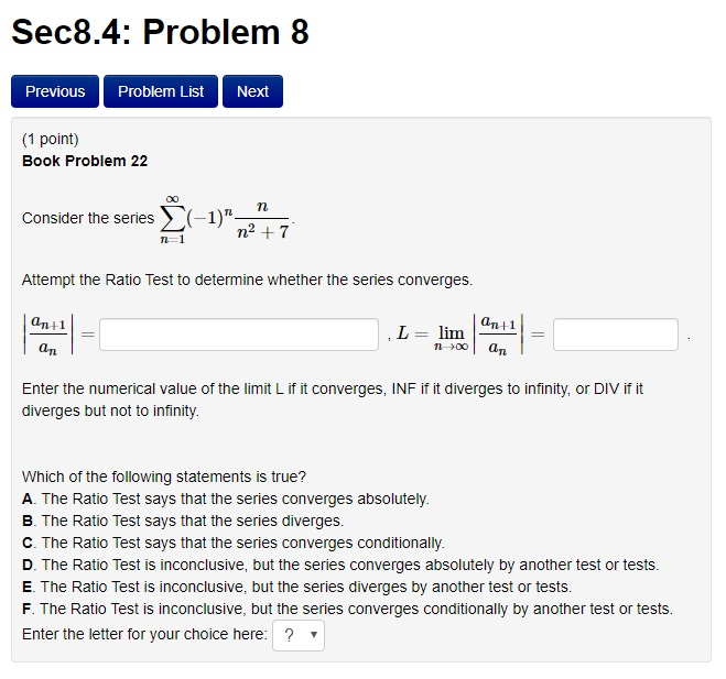 Solved Sec8.4: Problem 8 Problem List Previous Next (1 | Chegg.com