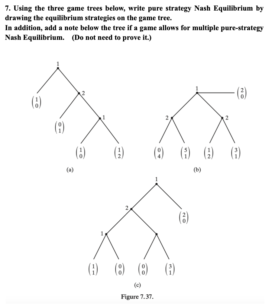 Solved 7. Using the three game trees below, write pure | Chegg.com