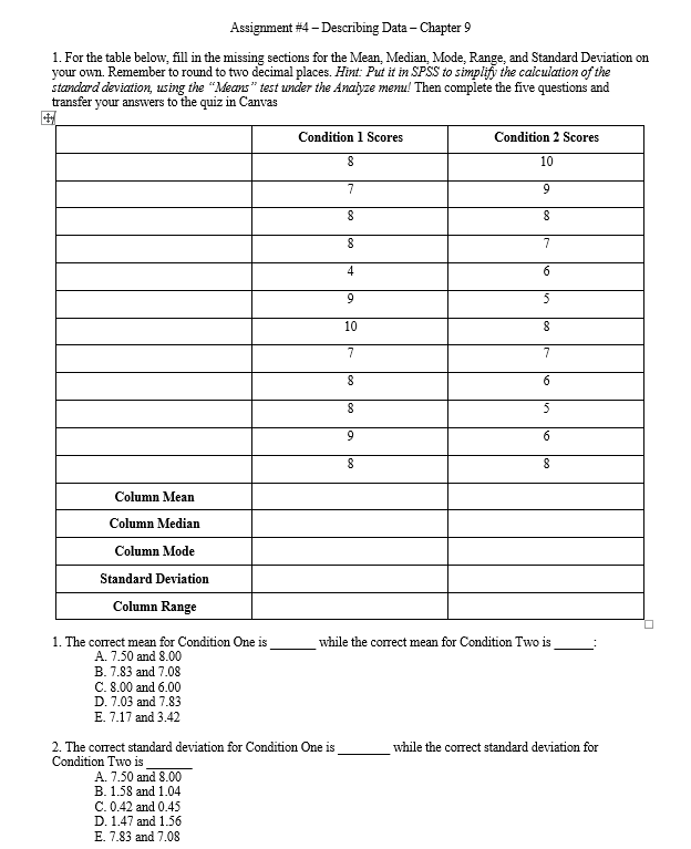 Solved Assignment #4 - Describing Data - Chapter 9 1. For | Chegg.com
