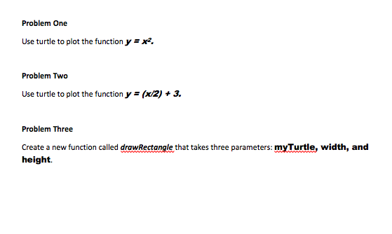 Solved Problem One Use turtle to plot the function yx2. | Chegg.com