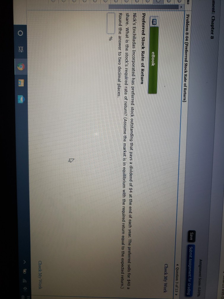 Solved CUCUS ament: Chapter 8 Assignment Score: 0.00% Save | Chegg.com