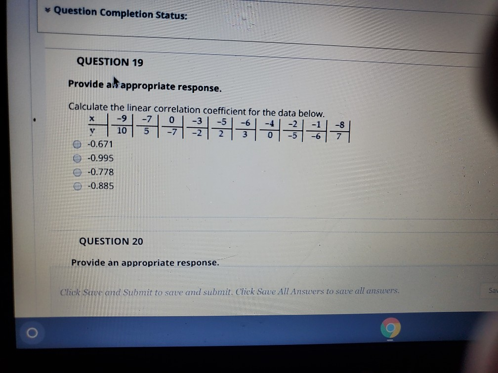 Solved * Question Completion Status: QUESTION 19 Provide an | Chegg.com
