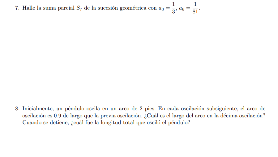 Solved 7. Find the partial sum S7 of geometric succession | Chegg.com