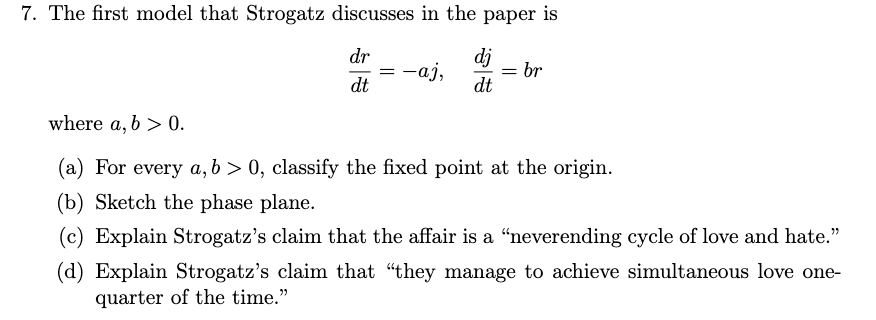 7. The first model that Strogatz discusses in the | Chegg.com
