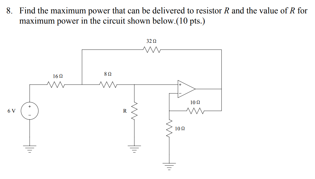 Solved 8. Find the maximum power that can be delivered to | Chegg.com