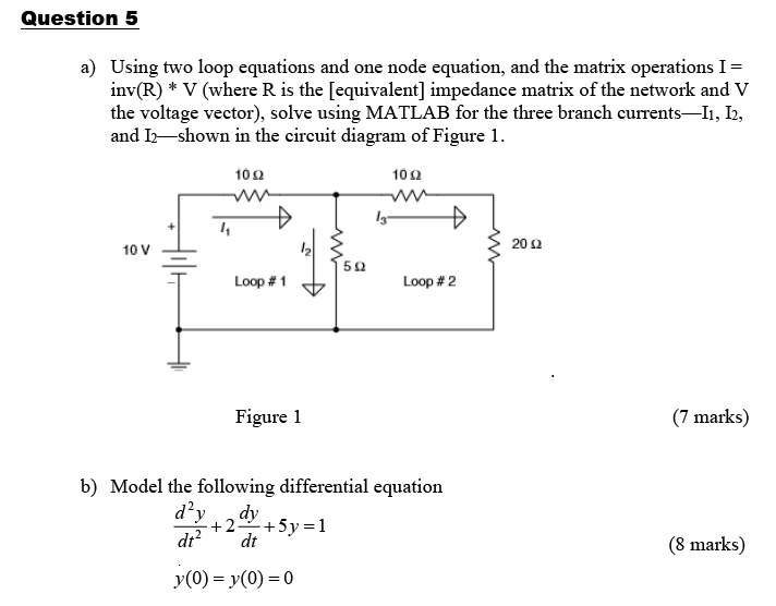 Question 5 a) Using two loop equations and one node | Chegg.com
