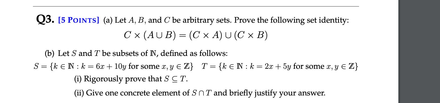 Solved Q3. [5 POINTS] (a) Let A, B, and C be arbitrary sets. | Chegg.com