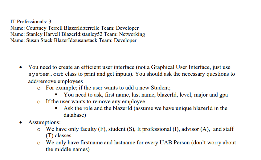 Solved UAB System Objectives: - To practice types, objects, | Chegg.com