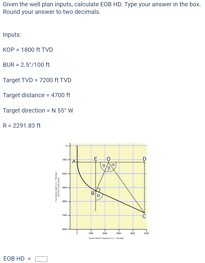 Solved Given the well plan inputs, calculate EOB HD. ﻿Type | Chegg.com