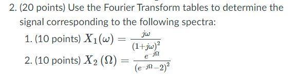 Solved 2. (20 points) Use the Fourier Transform tables to | Chegg.com