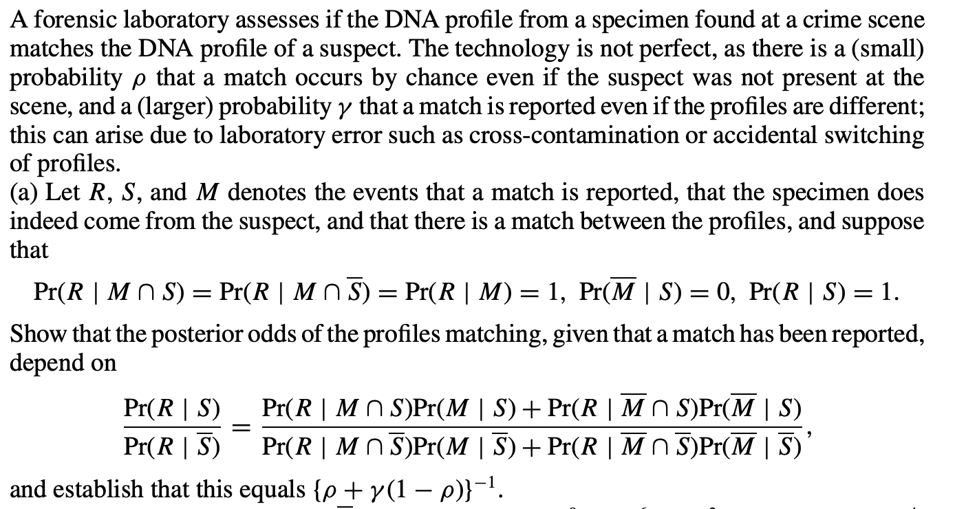 a а A forensic laboratory assesses if the DNA profile | Chegg.com