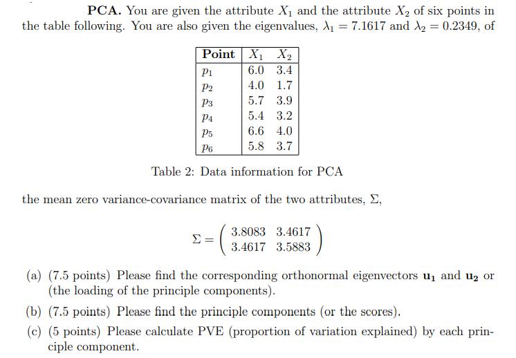 Solved PCA. You are given the attribute X, and the attribute | Chegg.com