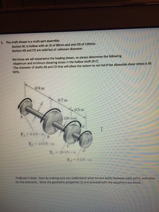 Solved The shaft shown is a multi-part assembly: Section BC | Chegg.com