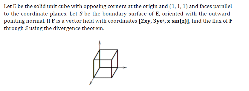 Solved Let E be the solid unit cube with opposing corners at | Chegg.com