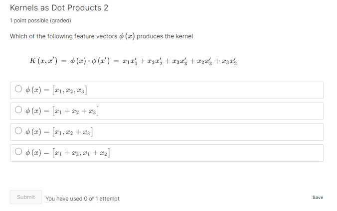 Kernels as Dot Products 21 ﻿point possible | Chegg.com