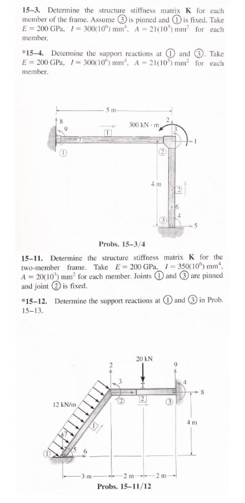 Solved 15-3. Determine the structure stiffness matrix K for | Chegg.com