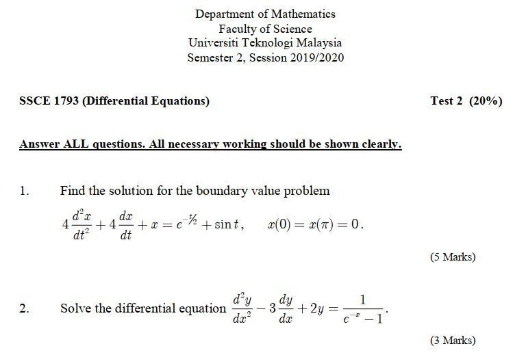 Solved Department of Mathematics Faculty of Science | Chegg.com