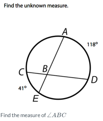 Solved Find the unknown measure. A 118° C B. D 410 E Find | Chegg.com