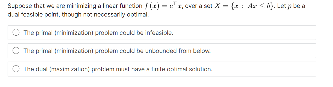Solved Suppose that we are minimizing a linear function | Chegg.com
