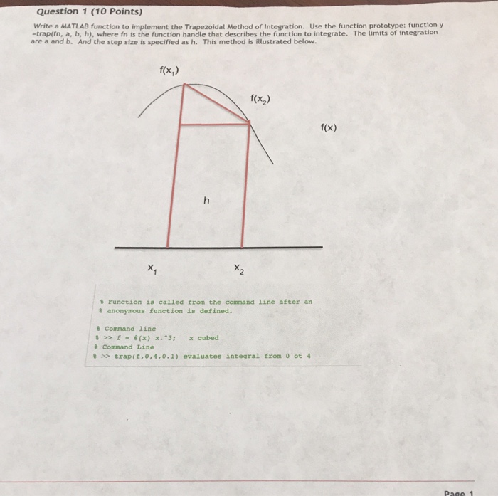 Solved Question 1 (10 Points) Write a MATLAB function to | Chegg.com