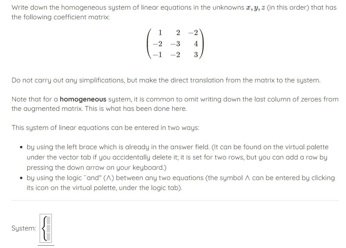 Solved Write down the homogeneous system of linear equations | Chegg.com