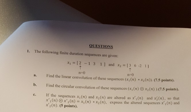Solved Questions 1 The Following Finite Duration Sequences