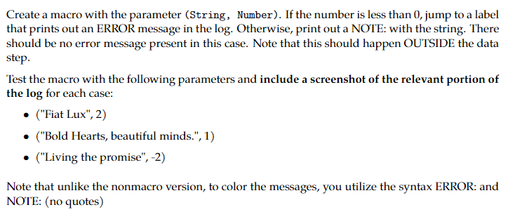 Create a macro with the parameter (String, Number). | Chegg.com