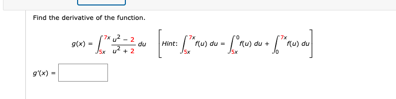 Solved Find the derivative of the function. -7x 7x *7x g(x) | Chegg.com