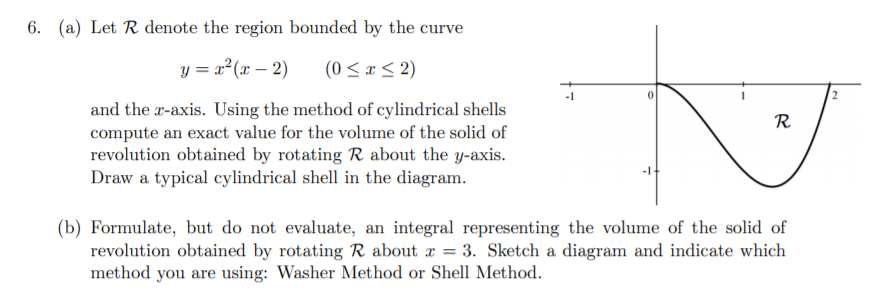 Solved 6. (a) Let R denote the region bounded by the curve y | Chegg.com