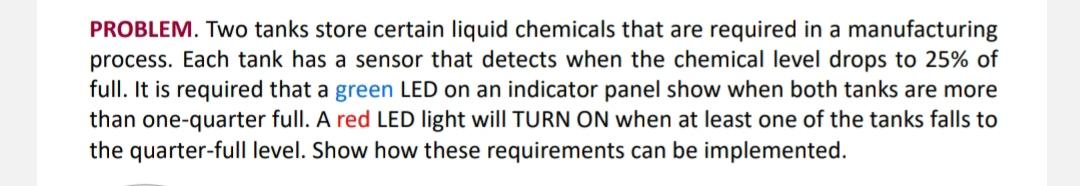 Solved PROBLEM. Two tanks store certain liquid chemicals | Chegg.com