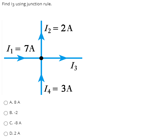 Solved Find 13 using junction rule. 12 = 2A Ij= 7A 13 | 14 = | Chegg.com