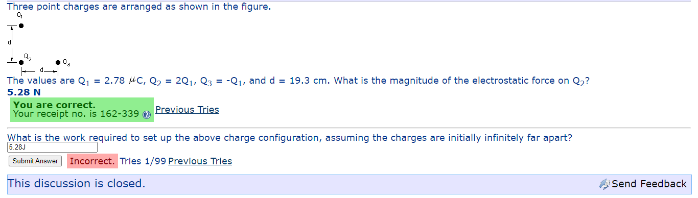 Solved Three point charges are arranged as shown in the | Chegg.com